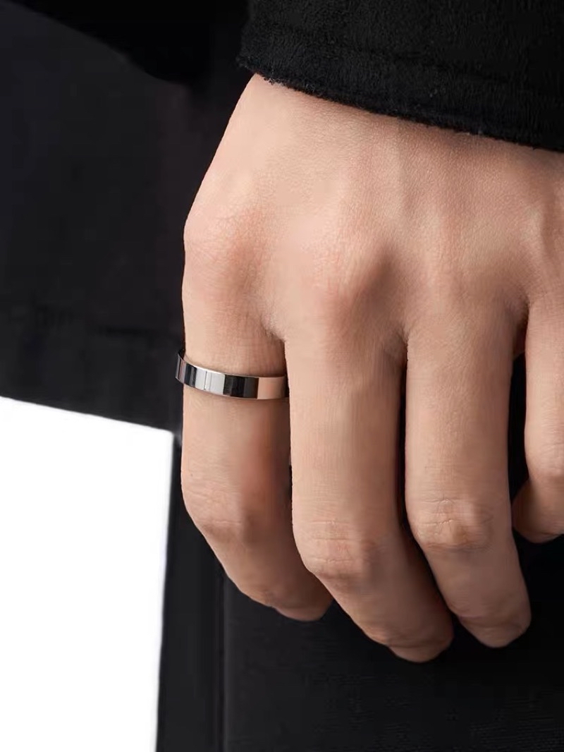 4mm Glossy Stainless Steel Ring Cincin Hitam Emas Woman Men Black ...