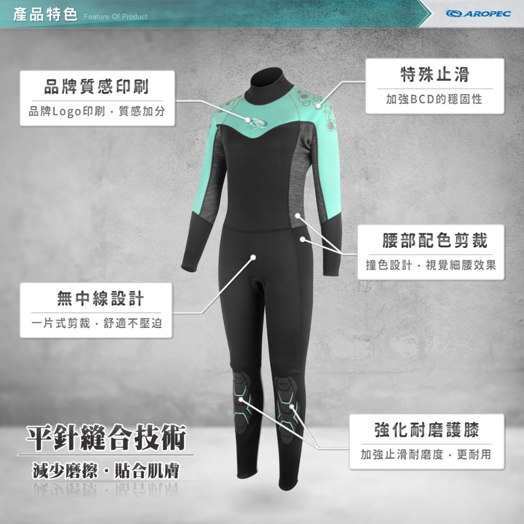 Aropec Women Full Suit 2.5mm Neoprene Wetsuit with Super Stretch for ...