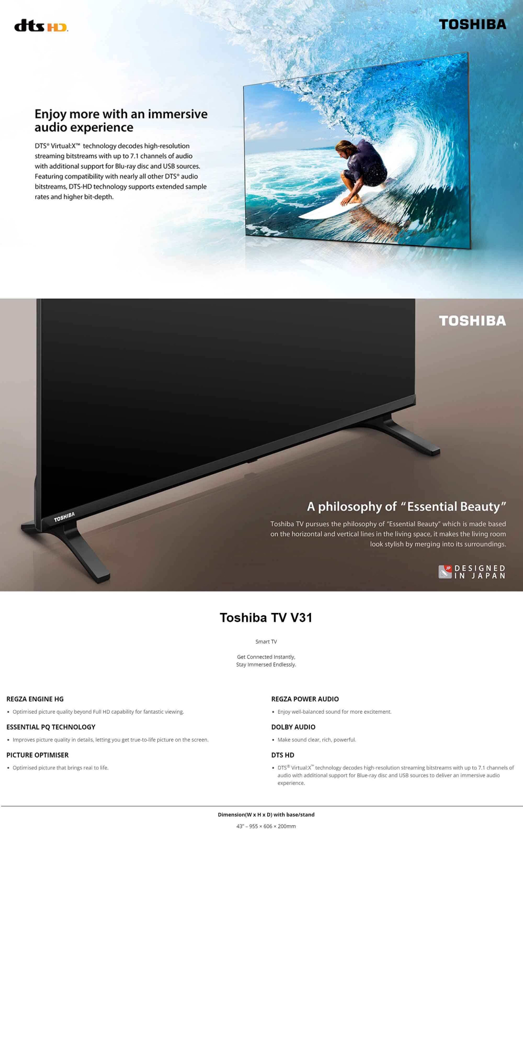 [FREE SHIPPING] Toshiba 43" FULL HD BASIC / SMART LED TV 43v31MP ...