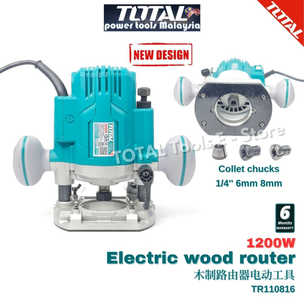 TOTAL Electric Wood Router 1200W Suitable with 6mm 8mm 1/4'' Router ...