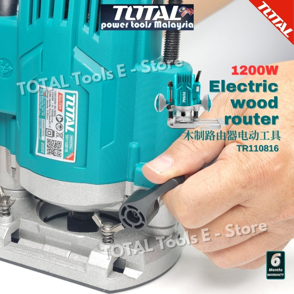 TOTAL Electric Wood Router 1200W Suitable with 6mm 8mm 1/4'' Router ...