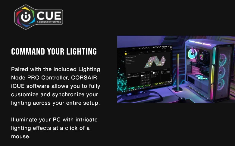 CORSAIR iCUE LC100 RGB LED PC Case Accent Mini Triangle Lighting Panels ...
