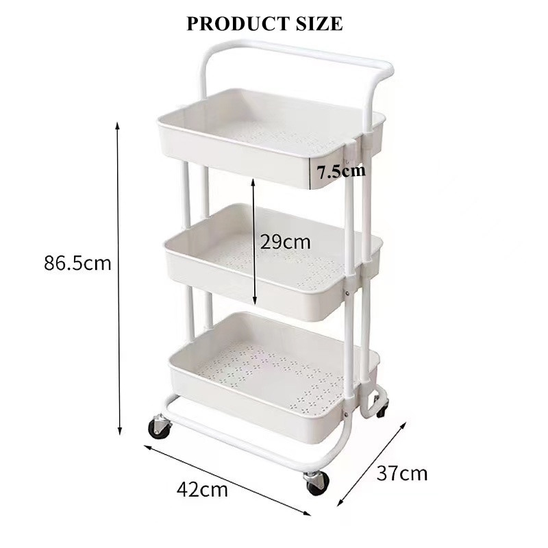 Ready Stock Full Set 4 tier Trolley Rack Quality Baby Storage Rack ...