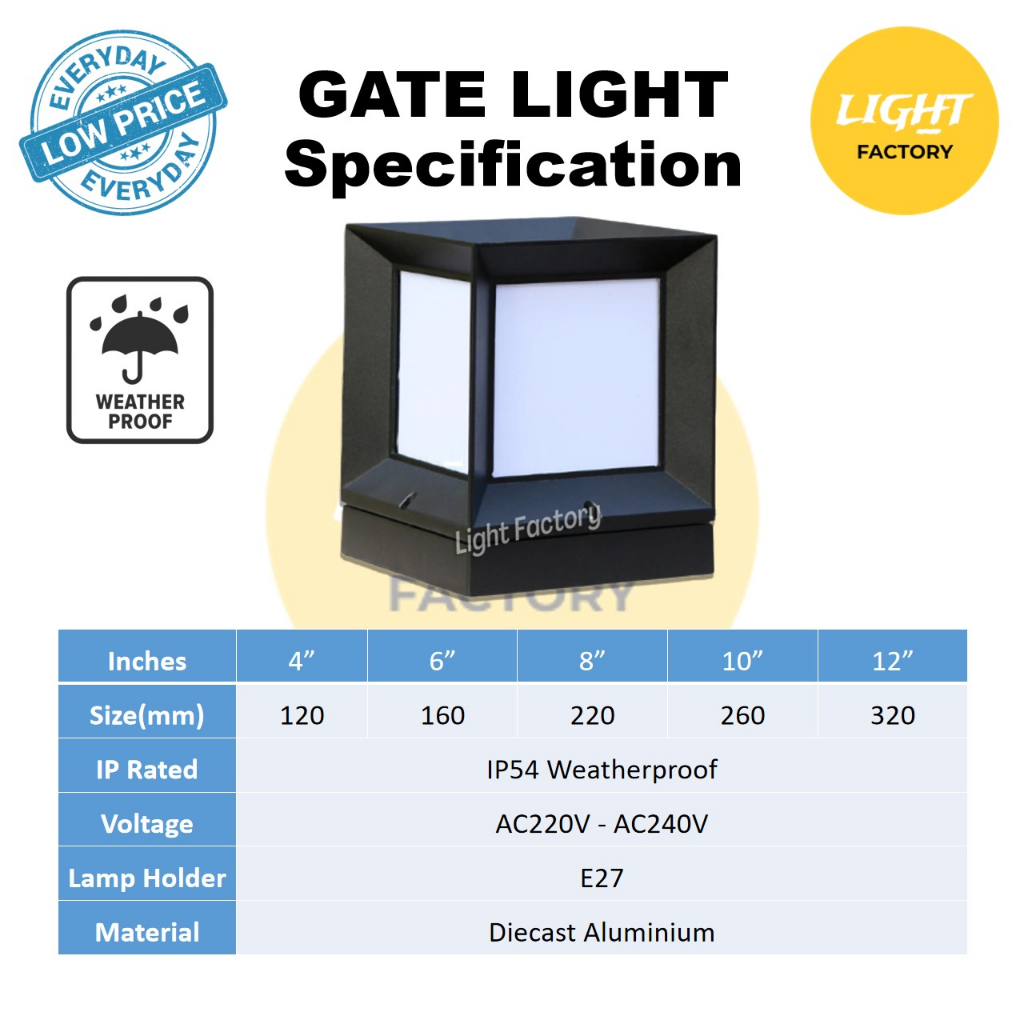 [NEW] Modern Gate Light Cube Outdoor Gate Lamp Weatherproof Outdoor ...