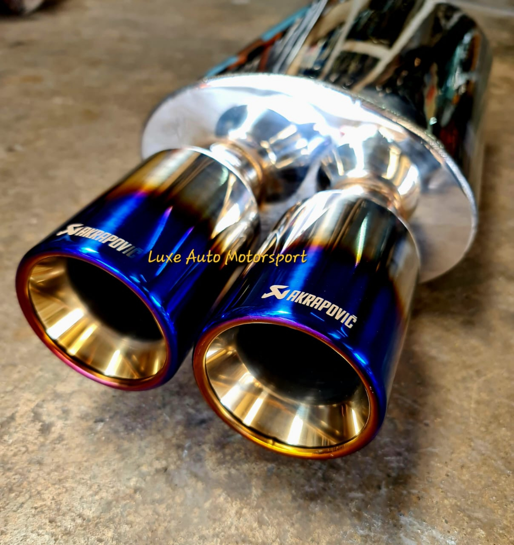 Exhaust Akrapovic Sport Muffler Twin Tips SFlow Inlet 2.5 (Good Quality ...