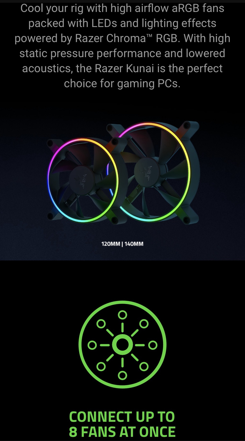 Razer Kunai Chroma - Performance aRGB Fans (120mm/140mm - 1 Fan/3 Fan ...