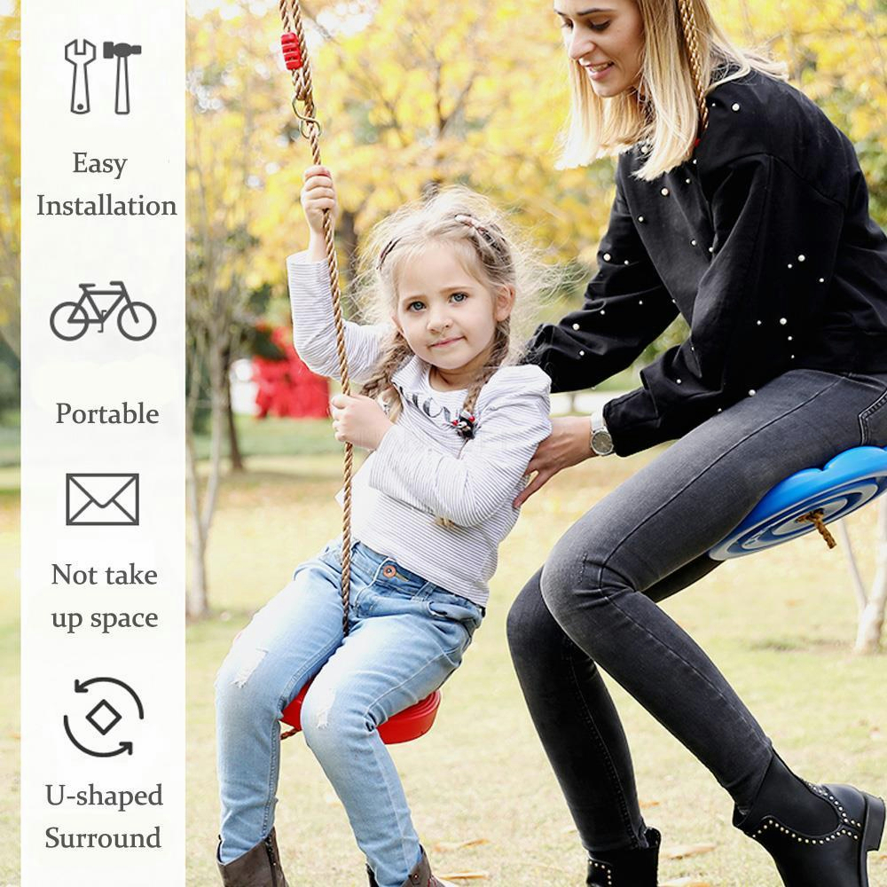 Kids Tree Swing Climbing Rope with Platforms Disc Tree Swing Seat Outdoor Indoor Swings and ...