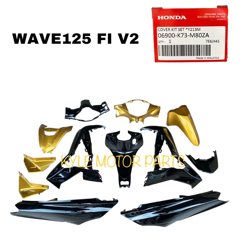 WAVE125 FI V2 BODY COVER FULL SET GOLD+BLACK ORIGINAL HONDA 100% ...