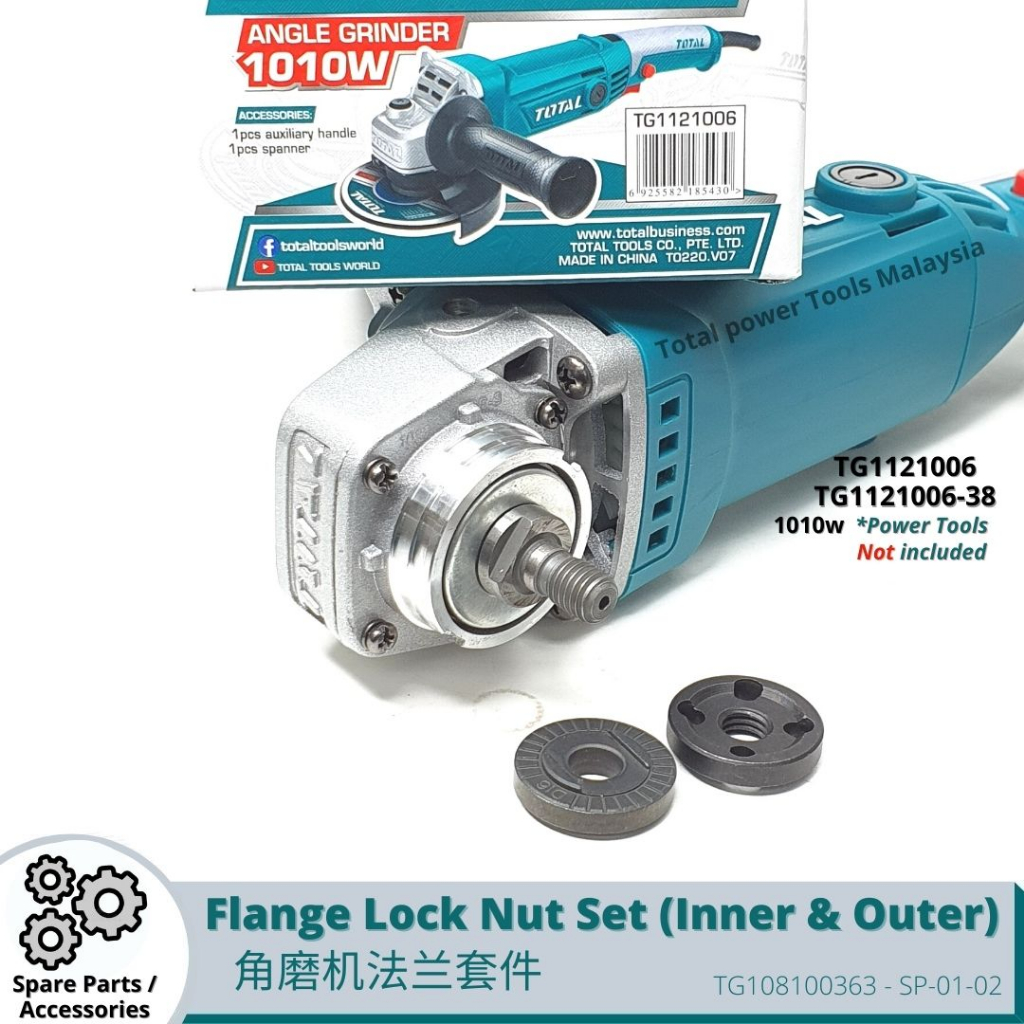TOTAL 4'' Grinder Flange Kit Lock Nut Set 角磨机法兰套件 M10 For Angle Grinder ...