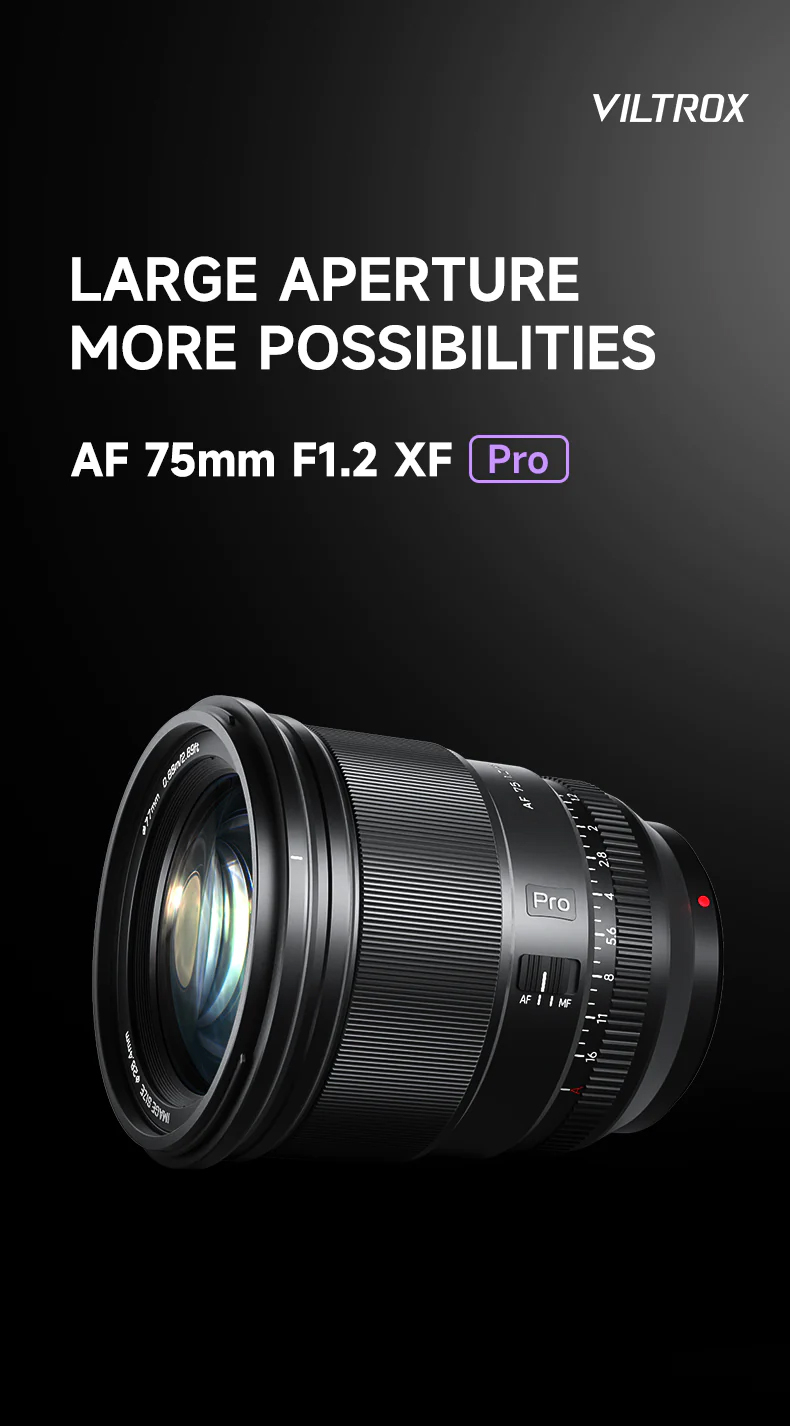 VILTROX PRO Level 75mm F1.2 XF Auto Focus Large Aperture Prime Lens Designed for Fujifilm X ...