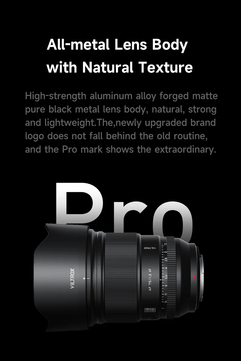 VILTROX PRO Level 75mm F1.2 XF Auto Focus Large Aperture Prime Lens Designed for Fujifilm X ...