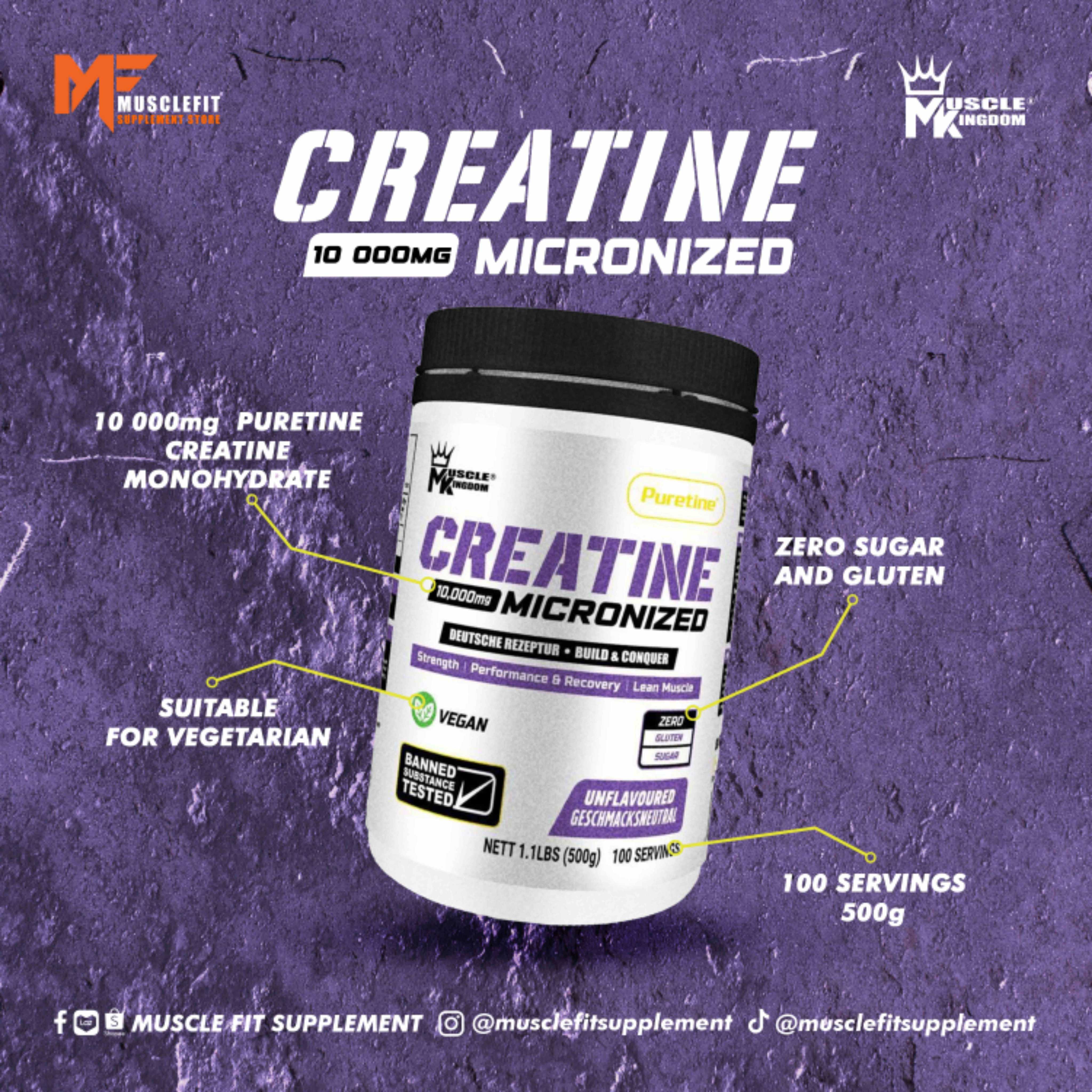 Muscle Kingdom 100% Creatine Micronized unflavored Halal Creatine ...
