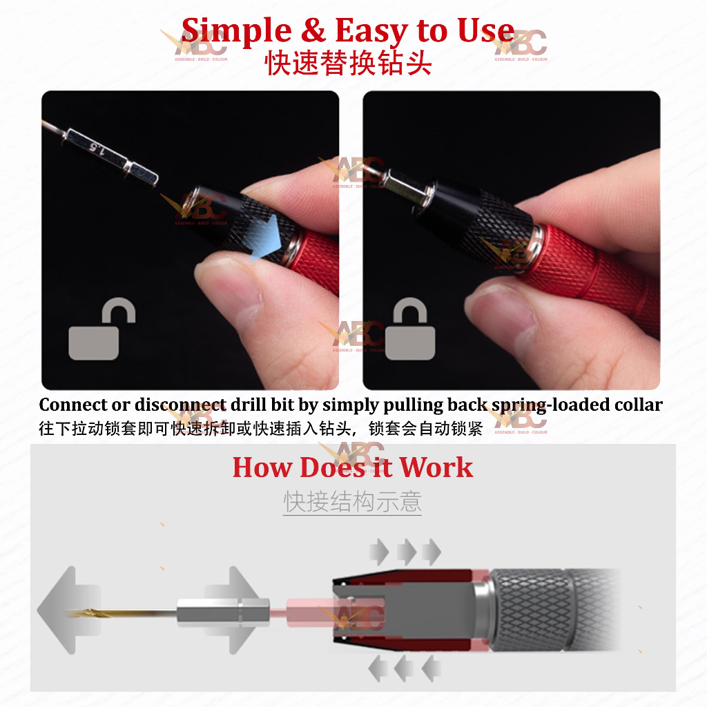 (HobbyMio) HMZ01 Hand Drill & Bit - Quick Release Mini Pin Vise Twist ...