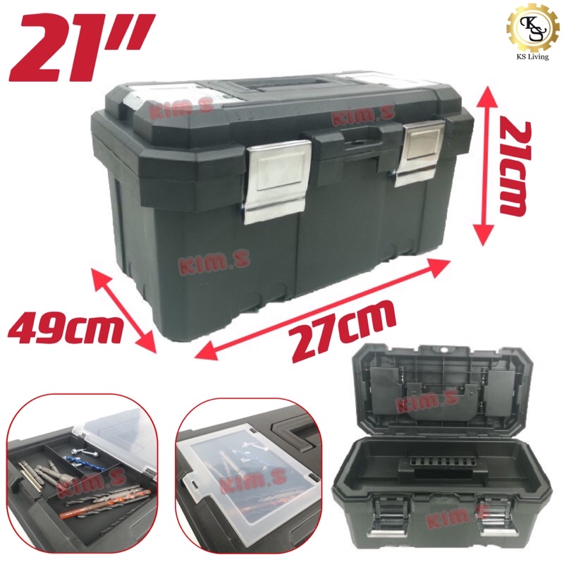 Kim.S Heavy Duty Tools Box Multi Layer Plastic Tools Box Inner Tray PVC Tool Box Storage Larger ...