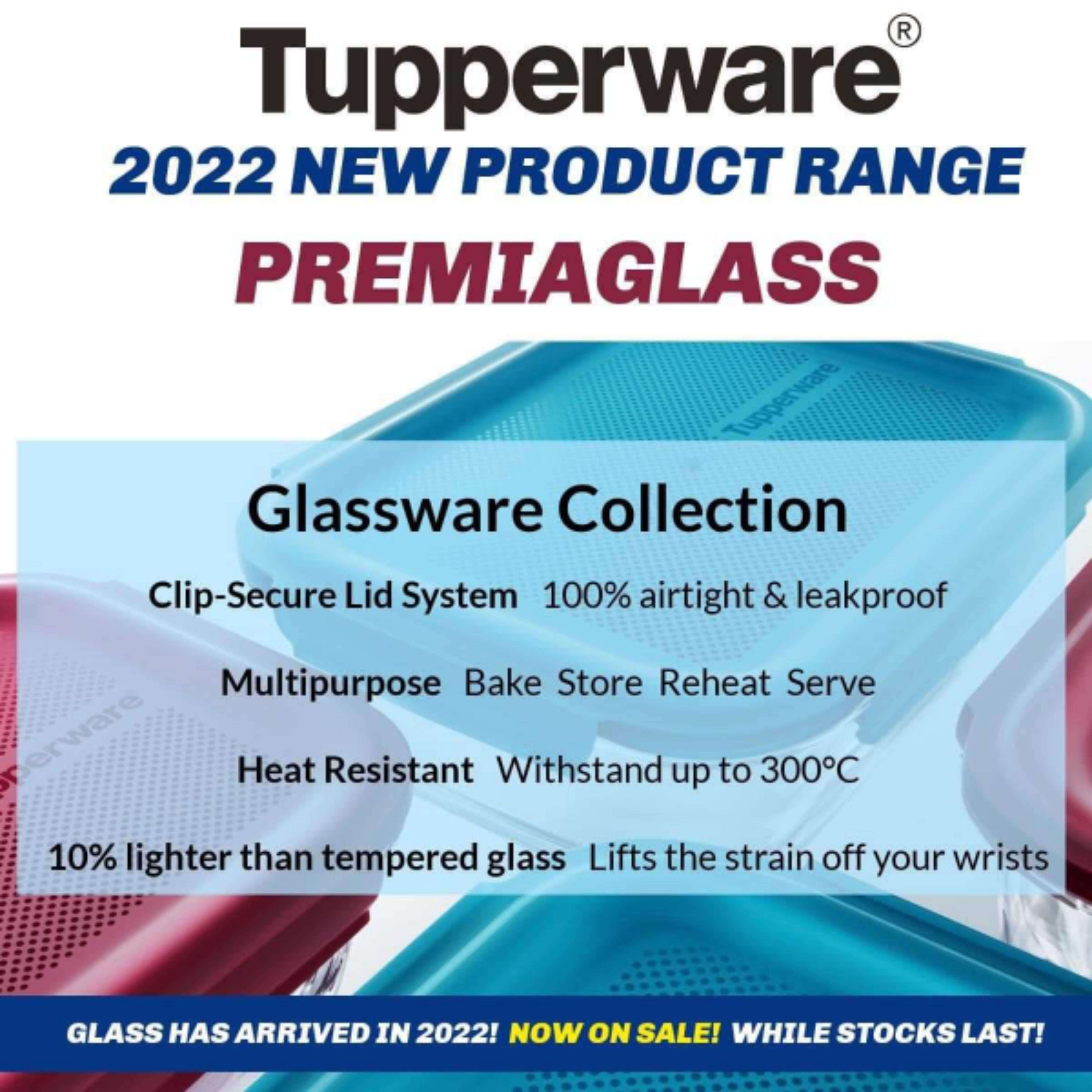Tupperware PremiaGlass Rectangular 1.5L/ 1L Premia Glass is made of ...