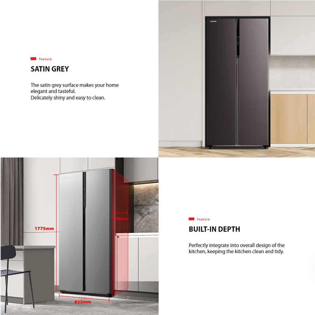 Toshiba Peti Sejuk 530L Inverter, Smart Control, Side By Side Fridge ...