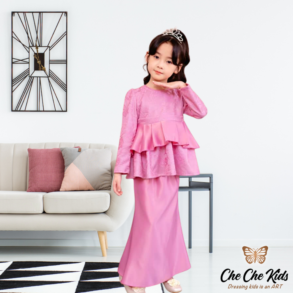 Baju Kurung Moden Budak Perempuan 2-12 Tahun Lace Peplum Baju Raya 2024 Baby Blue Sage Green ...