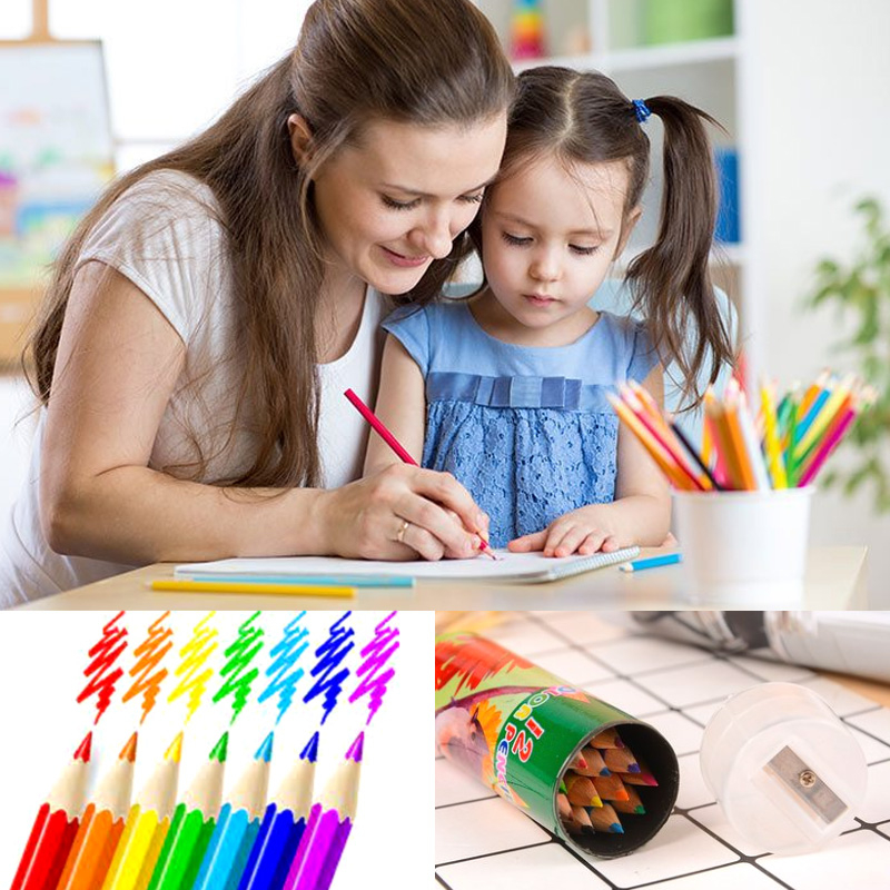 𝗙𝗥𝗘𝗘 𝗦𝗛𝗔𝗥𝗣𝗘𝗡𝗘𝗥 》12PCS Color Pencil Children Kid Colours School Reward ...