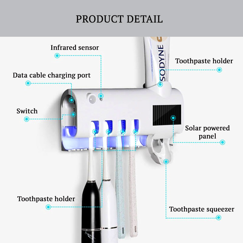𝗔𝗨𝗧𝗢 𝗖𝗛𝗔𝗥𝗚𝗘 》 UV Sterilizer Toothbrush Toothpaste Dispenser Squeezer ...