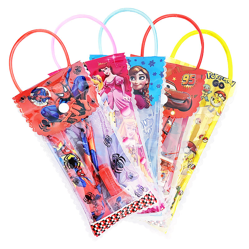 𝟲 𝗜𝗡 𝟭 》 Cartoon Student Stationery Pen Ruler Eraser Sharpener Party ...