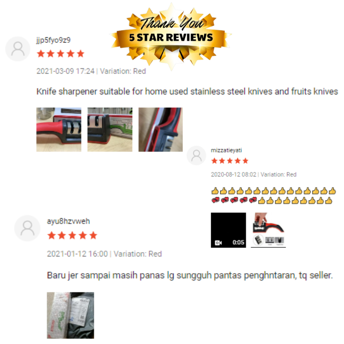 Knife Sharpener 3 Stages Stainless Steel Kitchen Tools Pengasah Pisau ...
