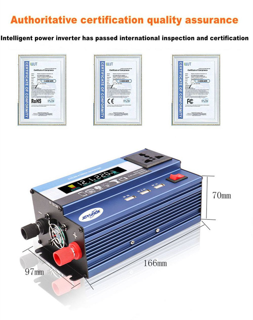 JOYUHON Solar System Power Inverter DC12V/24V TO AC220V 6000W inverter converter 80W solar panel ...