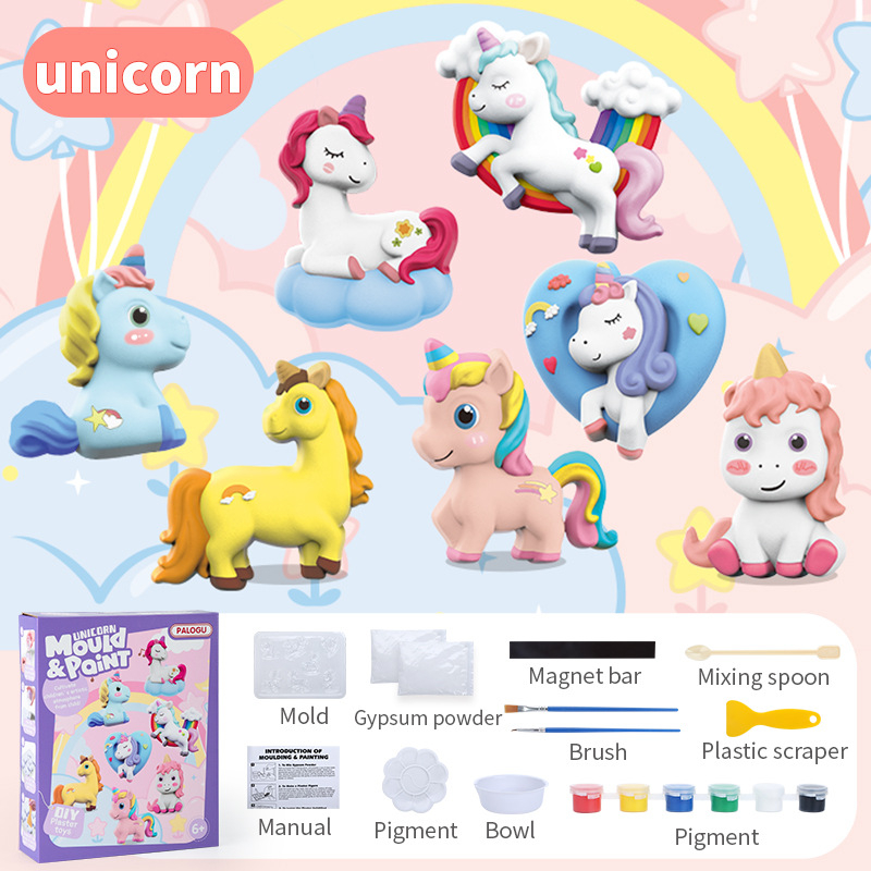 Dinosaur Unicorn 3D DIY Coloring Painting DIY Plaster Model Paiting ...