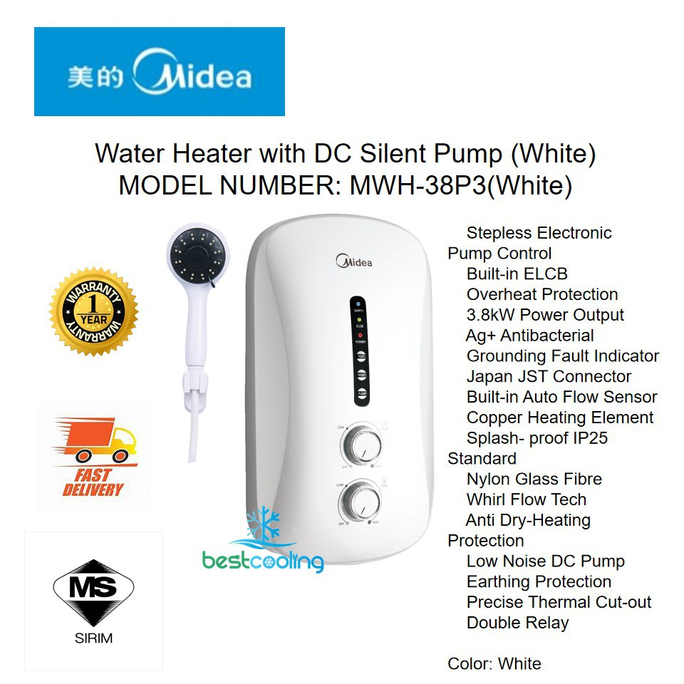 Midea P3 Series Water Heater with DC Silent Pump White (Without ...