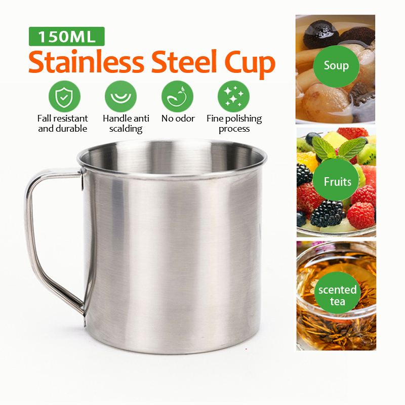 150ML Portable Stainless Steel Cup Mug Camping Outdoor Travel Stainless ...
