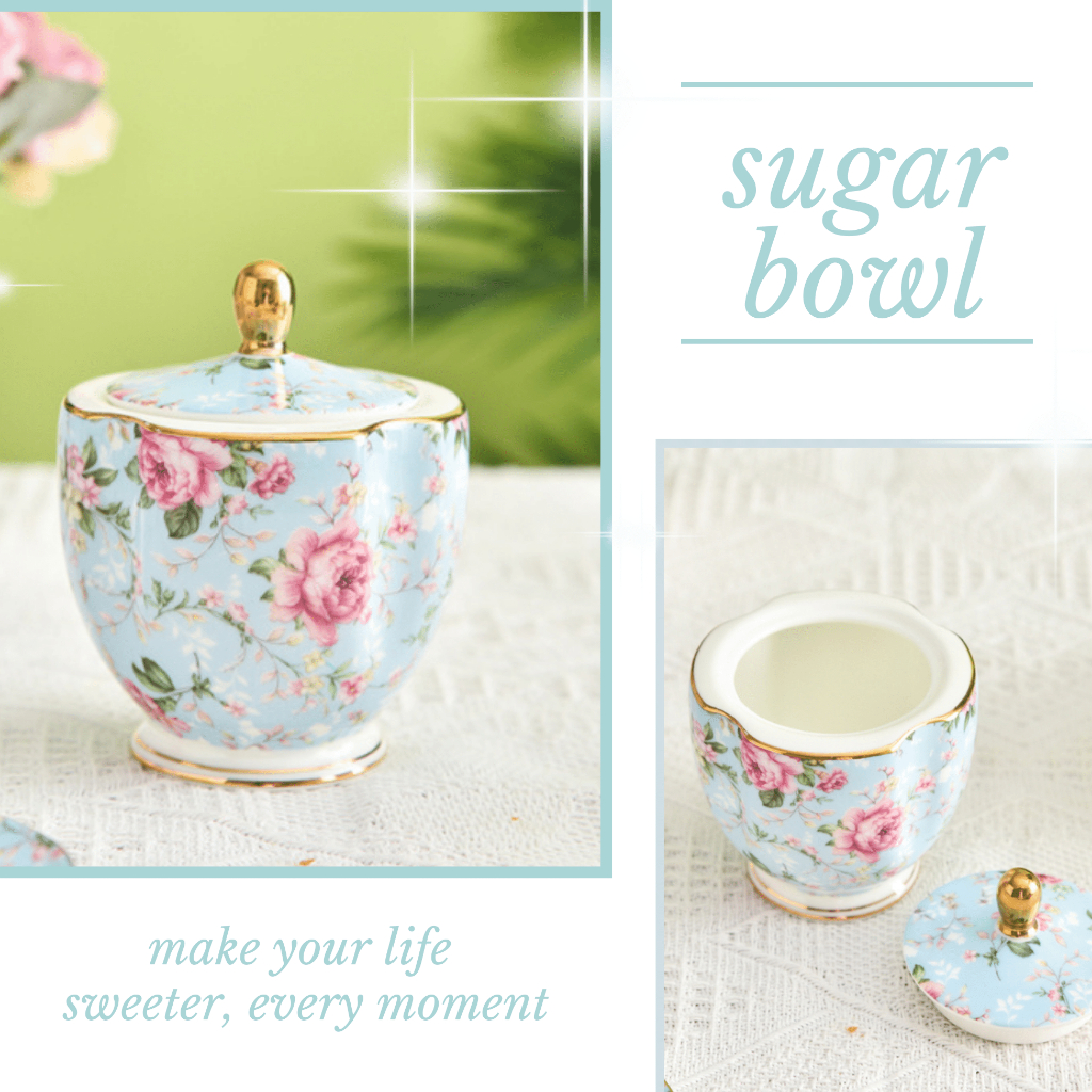 Porcelain Sugar Bowl Tea Set English Style White Sugar Bowl with Lid ...