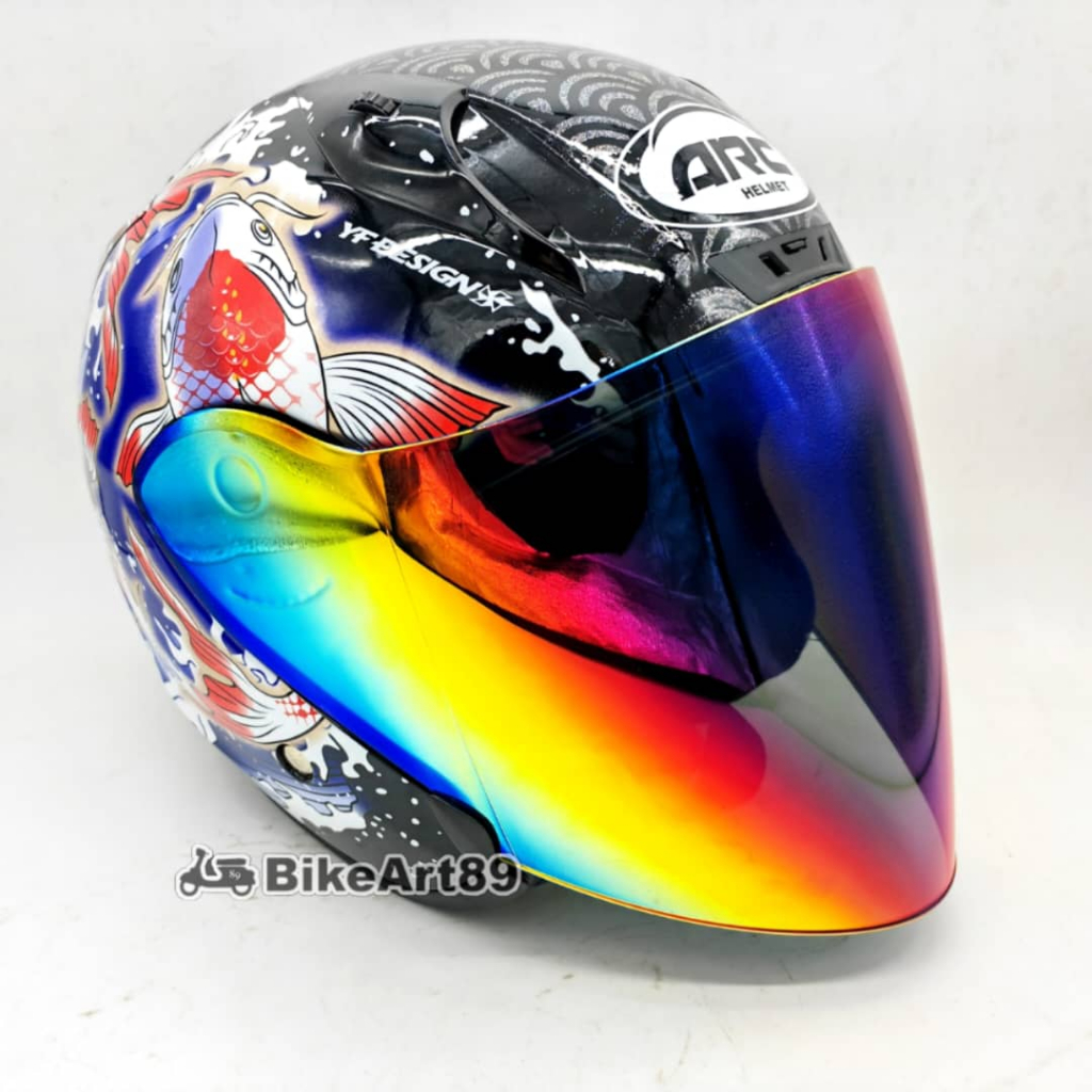 ARC XR KOI BLUE HELMET OPEN FACE Accessories Koi Fish RSX150 ADV RS150 ...