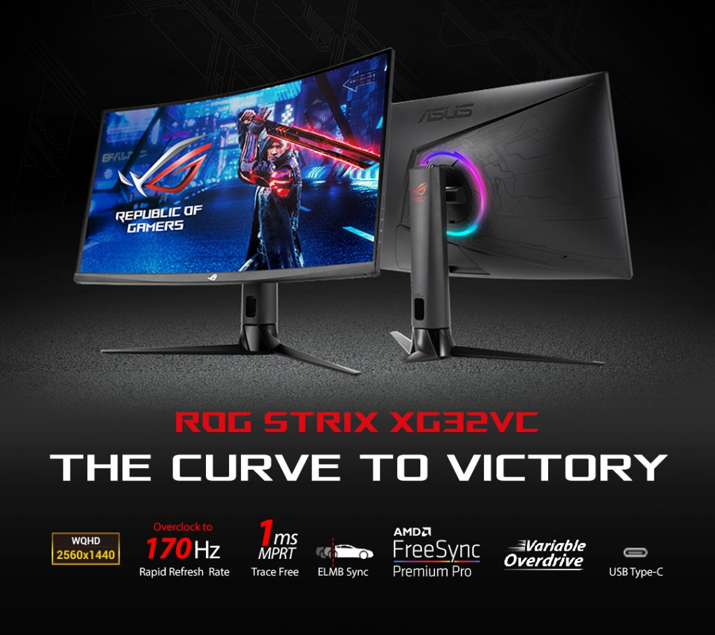 Asus ROG Strix XG32VC Gaming Monitor | 31.5 inch WQHD (2560 x 1440 ...