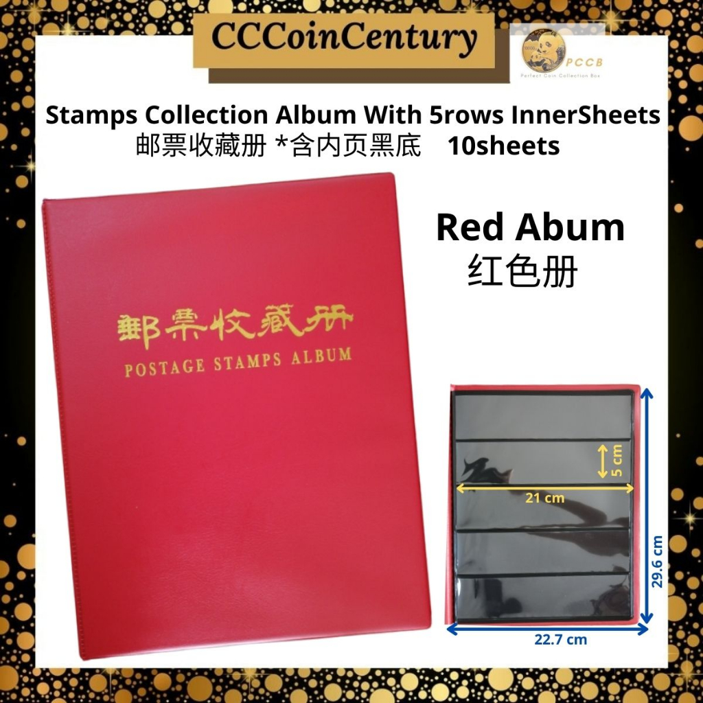 MINGT Stamp Collections Album 20page 5row Black Inner Penyimpanan ...