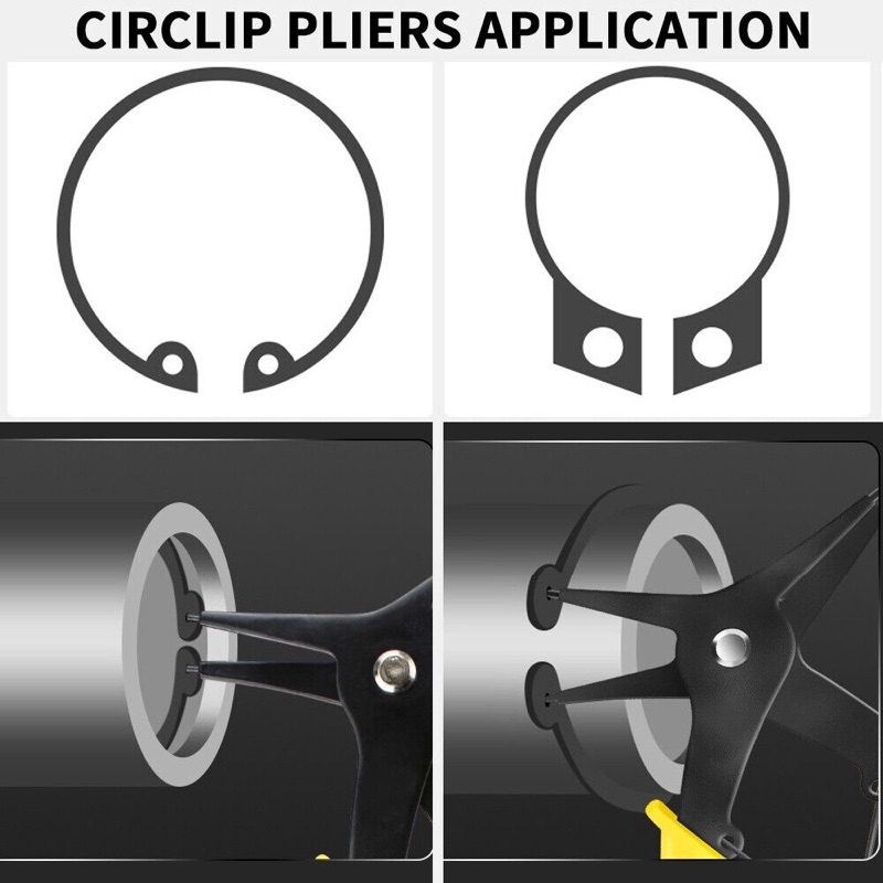 2 In 1 E-Circlip Plier Snap Ring Pliers Portable Internal External ...