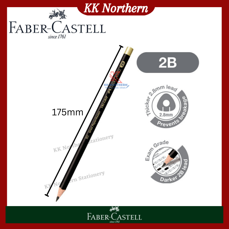 Faber-Castell 2B Pencil Tri-Grip Exam Grade 2B Pencil Basic Exam Set in ...