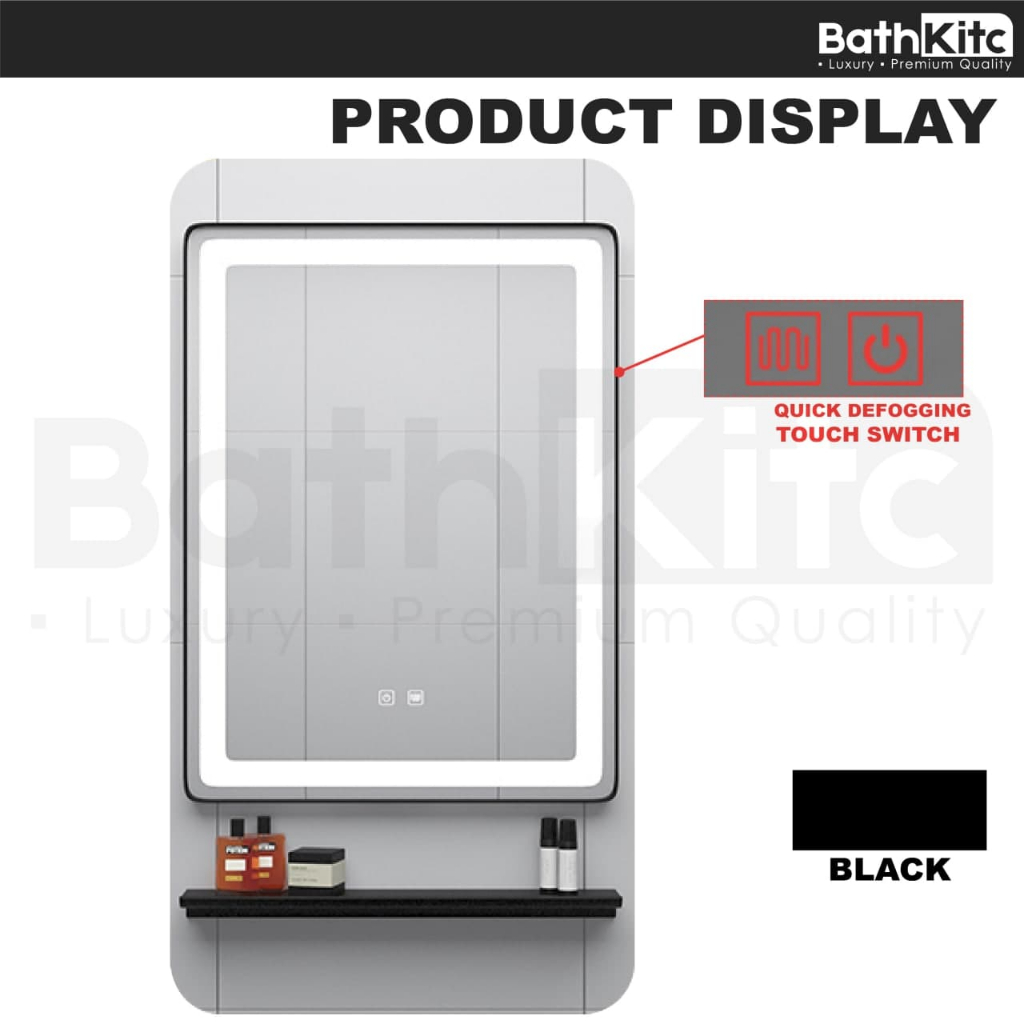 Bathroom Bedroom Mirror LED Light Mirror Rectangle Anti-Fog Mirror ...