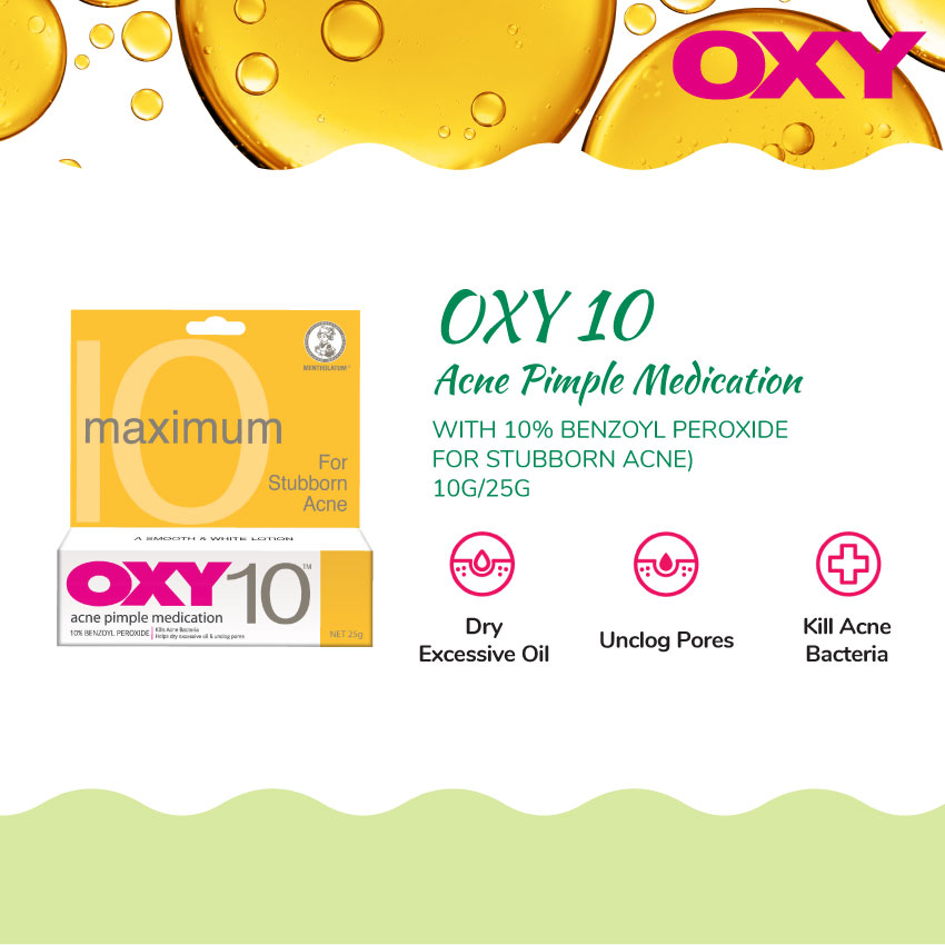 Oxy 10 Acne Treatment Lotion 25g- Benzoyl Peroxide (10%) FOC Patch 6s ...