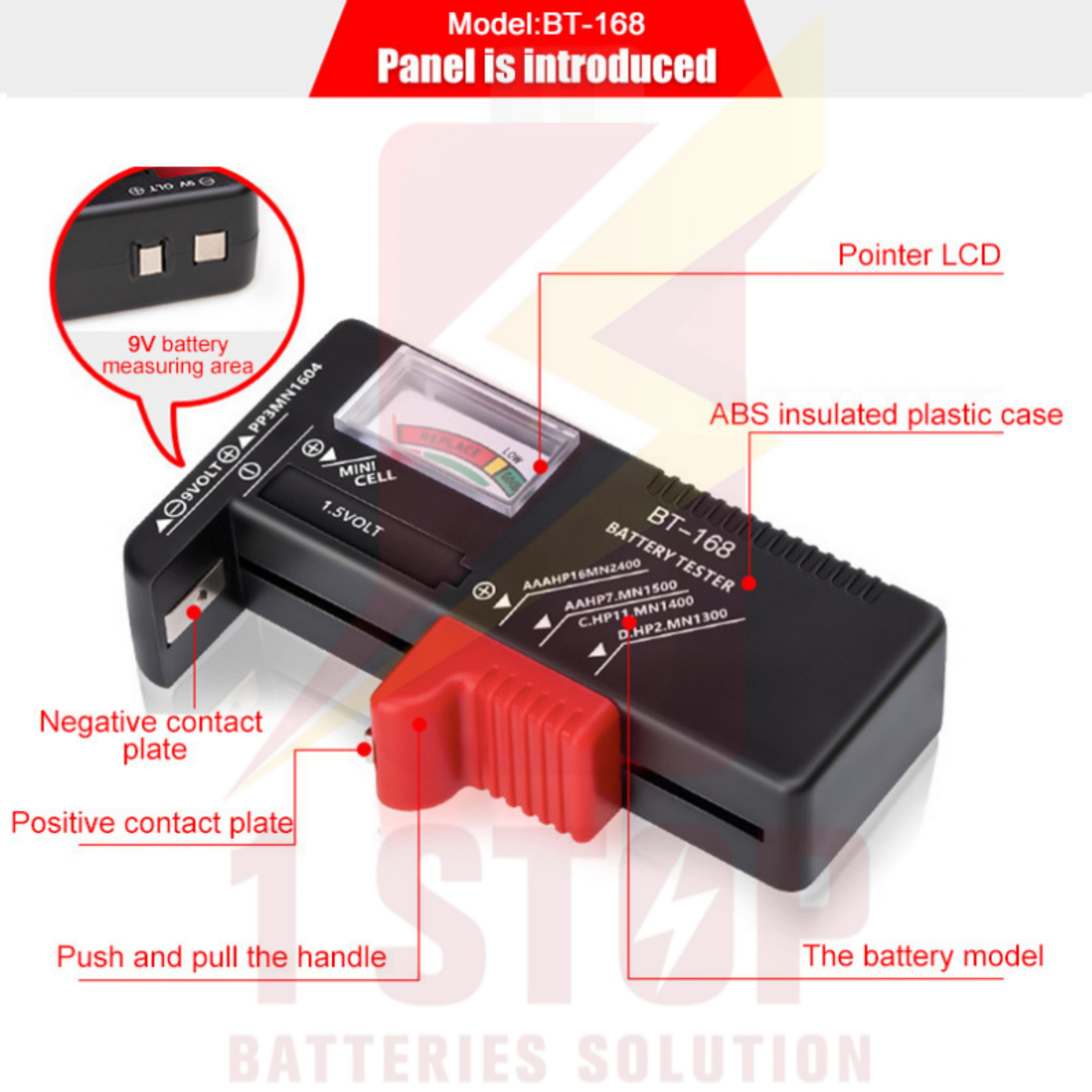 Universal Battery Tester Voltage Checker for AA AAA C D 9V 3.7V ...