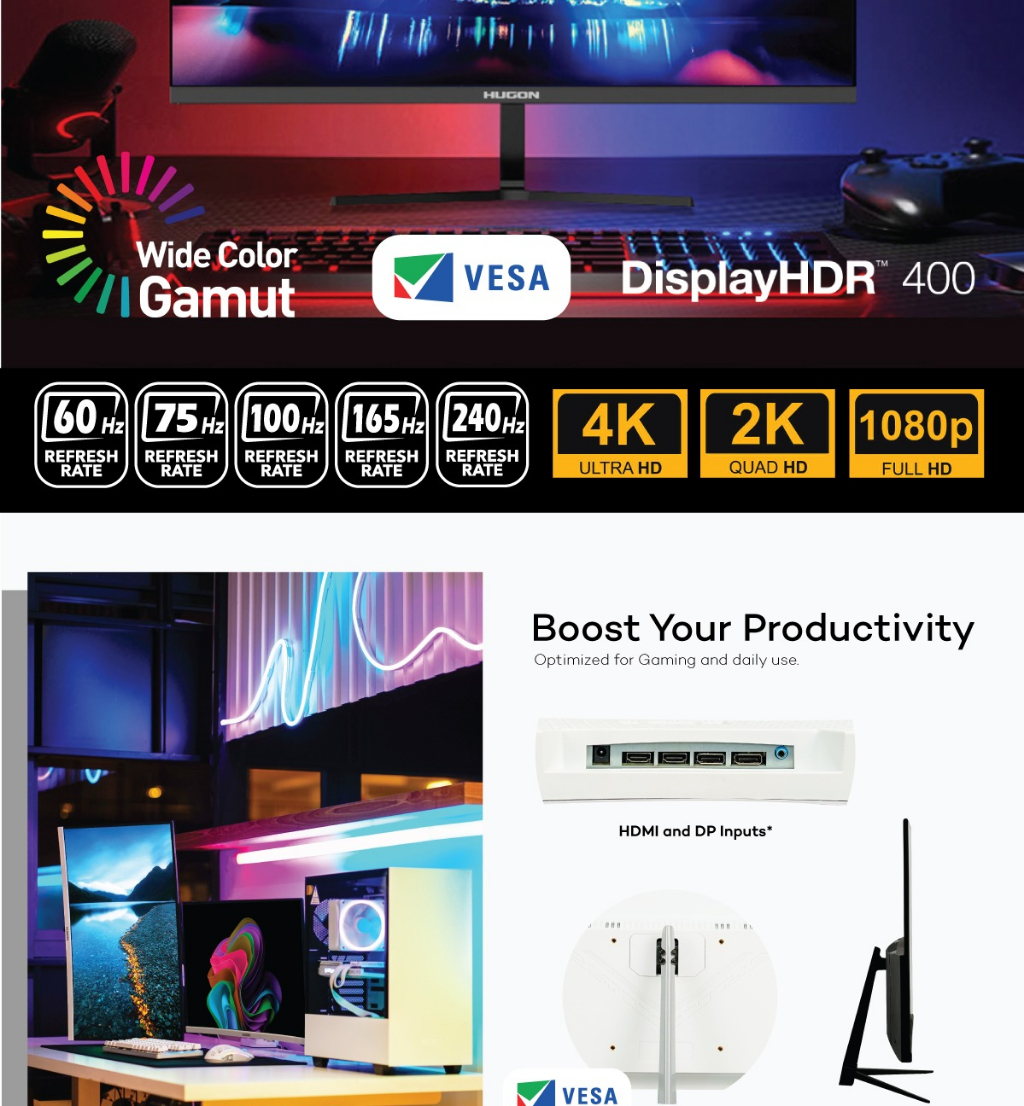 HUGON 24 INCH CURVED 100Hz | 165Hz | 240Hz 1MS IPS FULL HD MONITOR ...