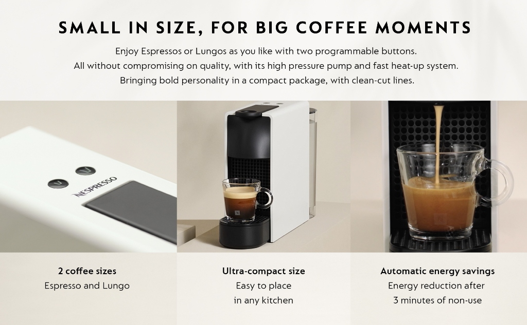 Nespresso Essenza Mini C Range Coffee Machine Bundle with Coffee ...