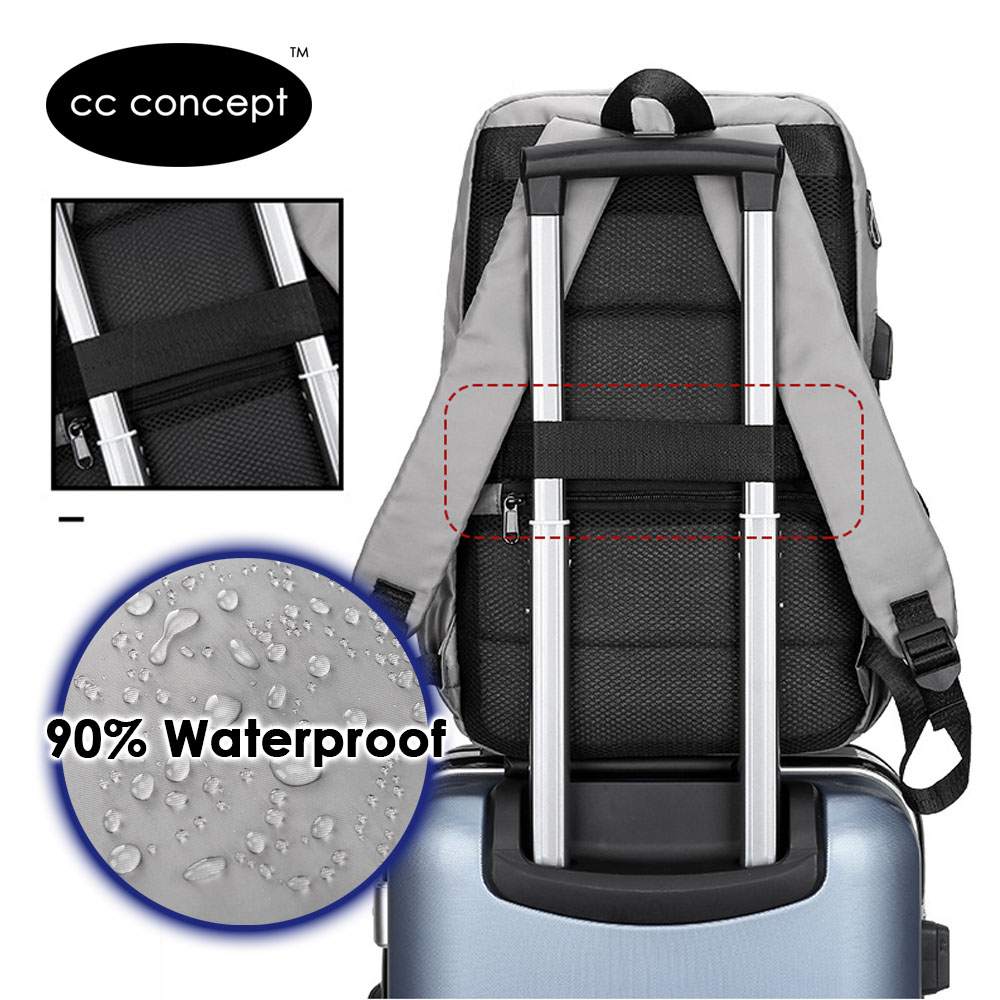 CC CONCEPT Premium Laptop Backpack Waterproof USB Charging Travel Bag ...
