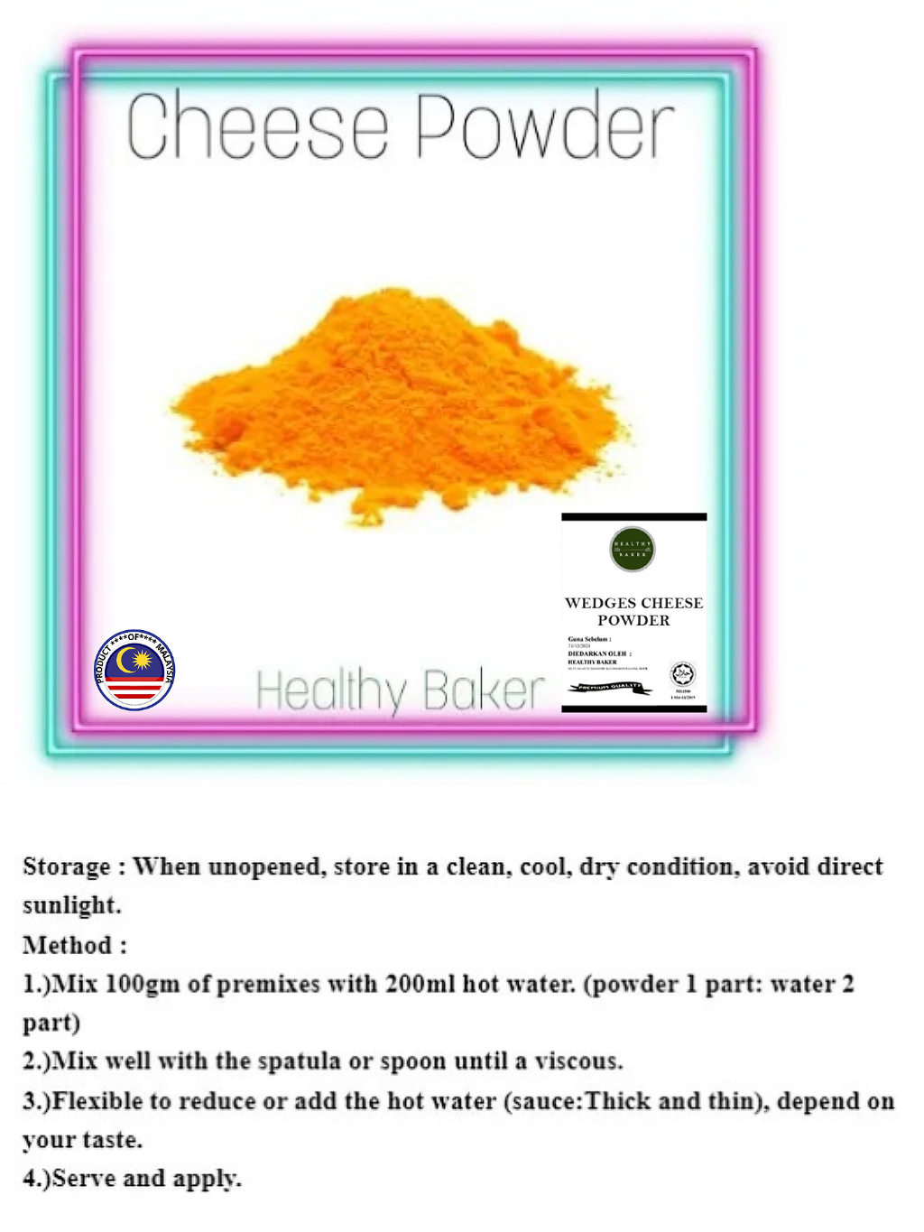 WEDGES CHEESE / NACHO CHEESE POWDER HEALTHY BAKER 1KG/500G/200G/ CHEEZY ...