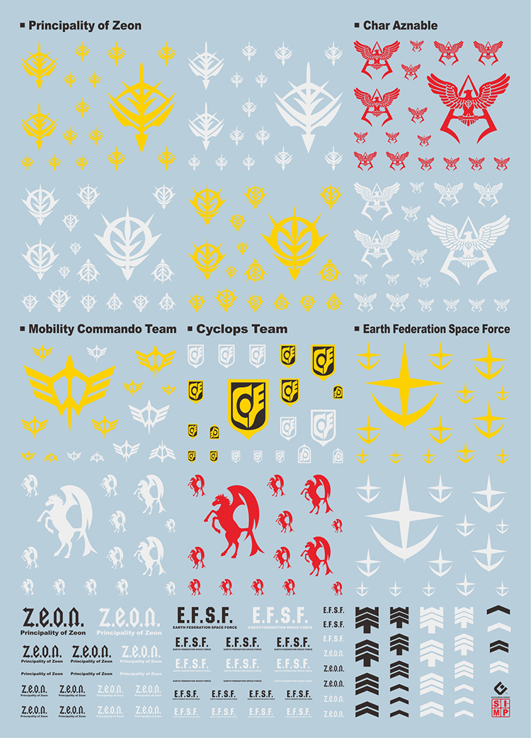 [EVO] SP 0079 MG/HG LOGO SERIES ZEON/CHAR/ CYCLOPS /EARTH FEDERATION /E ...