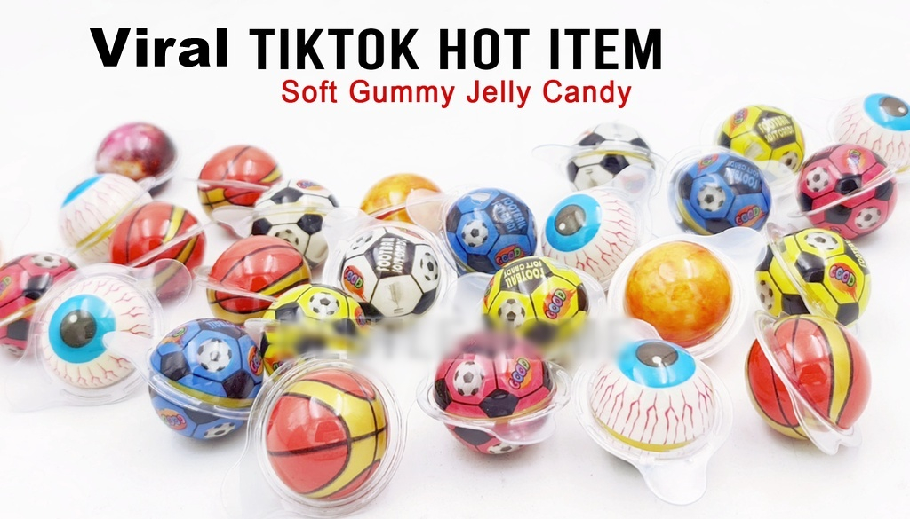 (1 JAR) 3D Gummy Candy, Apple/ Grape/ Mango/ Strawberry/ Soccer ...