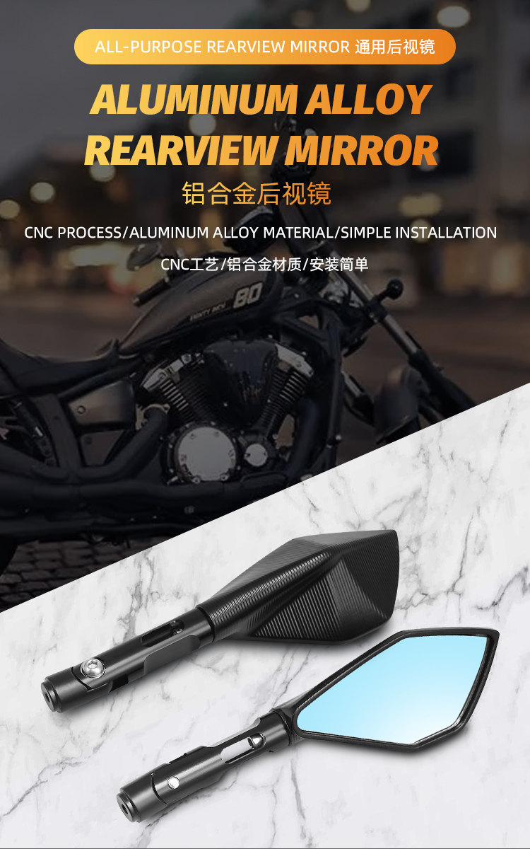 UNIVERSAL SIDE MIRROR ALLOY CNC MOTORCYCLE REARVIEW MIRROR CERMIN SISI ...
