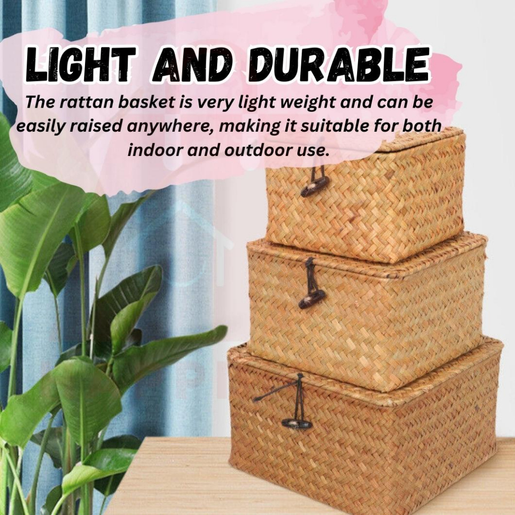 Rattan Storage Box Basket Bakul Rotan Hantaran Bertutup Hidden Box ...