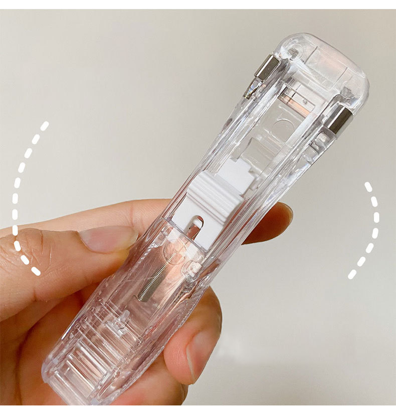 Nail Free Stapler Transparent Pusher Clips Hand Held Test Paper Clam ...