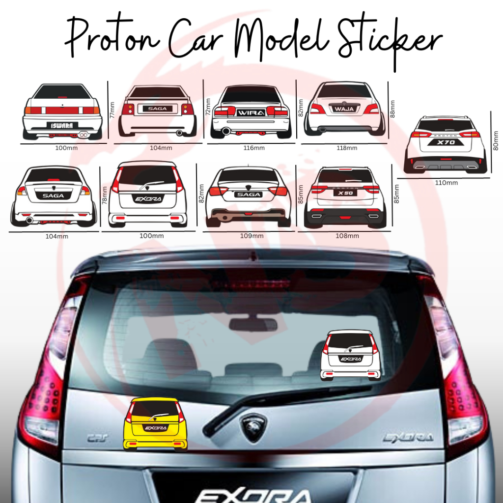 Proton Car Model Sticker （ Noplat） Iswara/Wira/Saga/Waja/Exora/Saga2016 ...