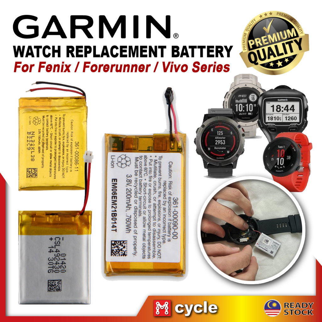 GARMIN Watch Replacement Lithium Battery for Fenix Forerunner ...