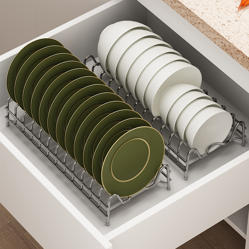 Dish Drying Rack Drawer Storage Shelf, Tableware Bowl Plate Holder with ...